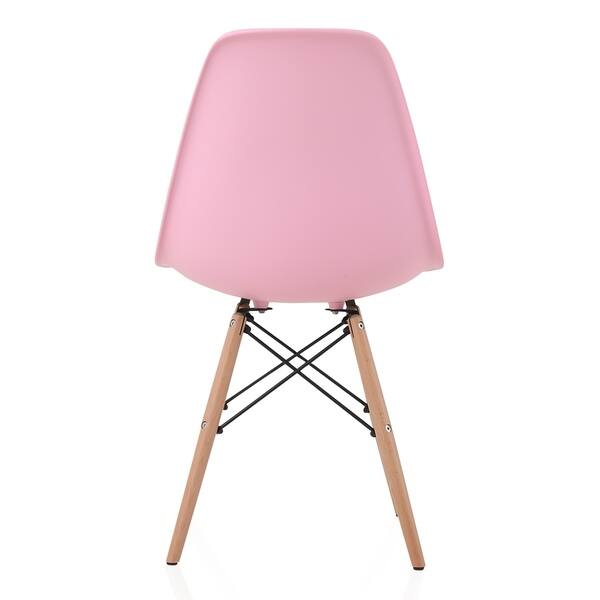 CozyBlock Set of 2 Molded Pink Plastic Dining Shell Chair with Beech ...