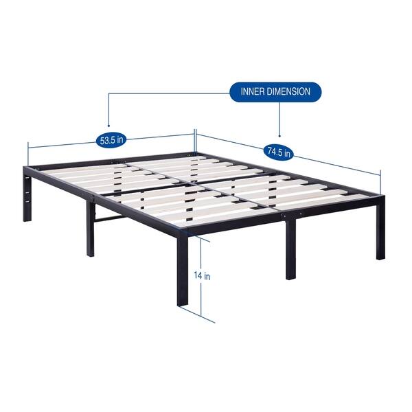 Sleeplanner 14-inch Full-Size Dura Metal Bed Frame with Wood Slat OVT ...