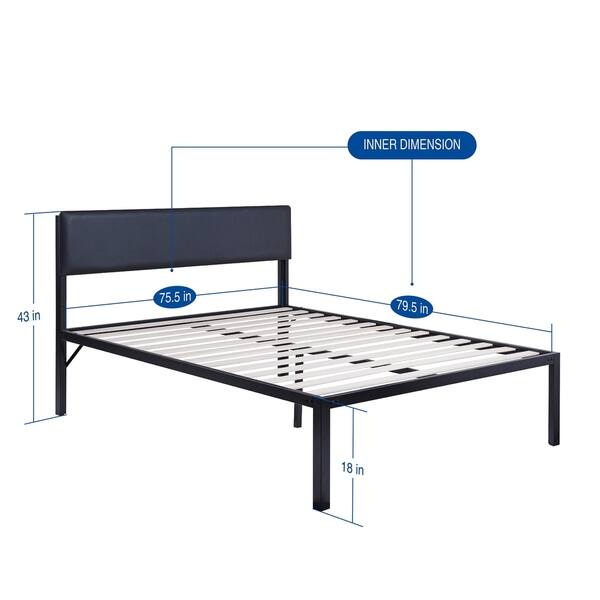Sleeplanner 18-inch King-Size Metal Bed Frame with Faux Leather ...