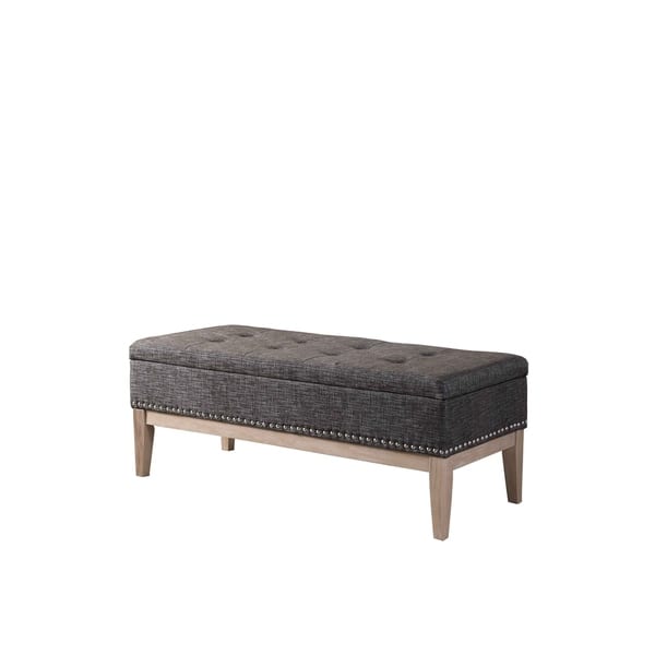 18-inch Fabric Upholstered Tufted Mid-Century Storage Bench with ...