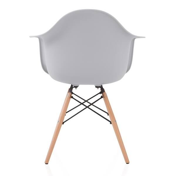 CozyBlock Set of 4 Nordic Light Gray Molded Plastic Dining Arm Chair ...