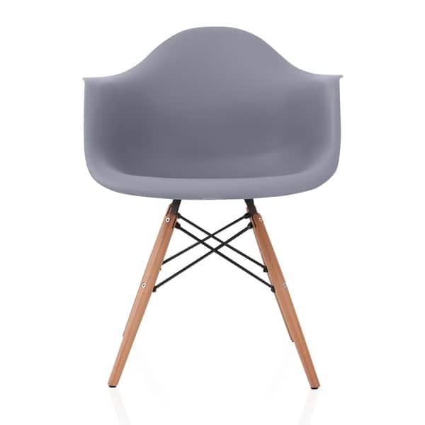 CozyBlock Nordic Dark Gray Molded Plastic Dining Arm Chair with Beech ...