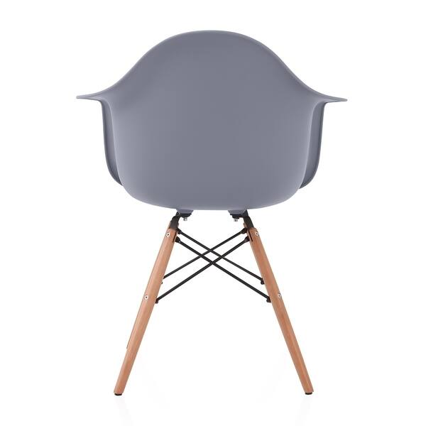 CozyBlock Nordic Dark Gray Molded Plastic Dining Arm Chair with Beech ...