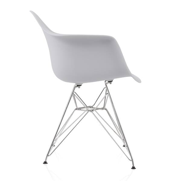 CozyBlock Set of 4 Light Gray Molded Plastic Dining Arm Chair with ...