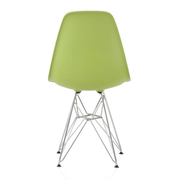 CozyBlock Set of 2 Molded Green Plastic Dining Shell Chair with Steel ...