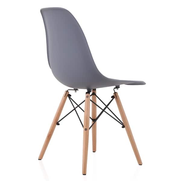 CozyBlock Set of 2 Molded Dark Gray Plastic Dining Shell Chair with ...