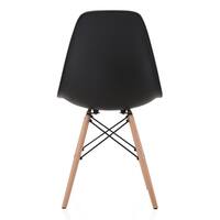 CozyBlock Set of 2 Molded Black Plastic Dining Shell Chair with Beech ...