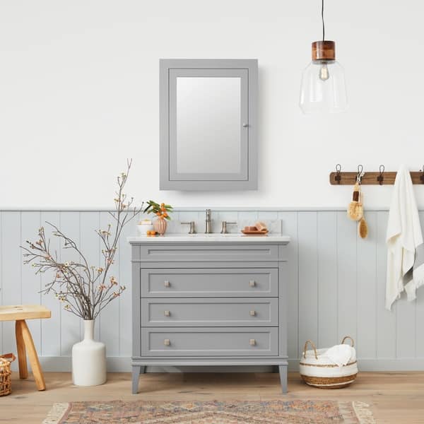 Ronbow Laurel 30" Bathroom Vanity Set with Natural Stone top in Carrara ...