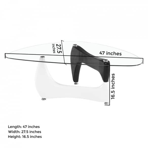 Noguchi Style Glass Coffee Table With Black And White Glossy Legs - Bed ...