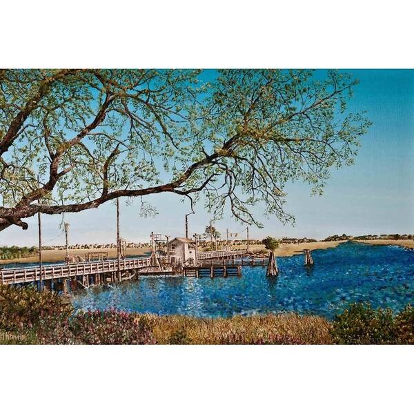 "Sunset Beach Pontoon Bridge" by Meredith Hannon, Canvas Giclee Wall ...