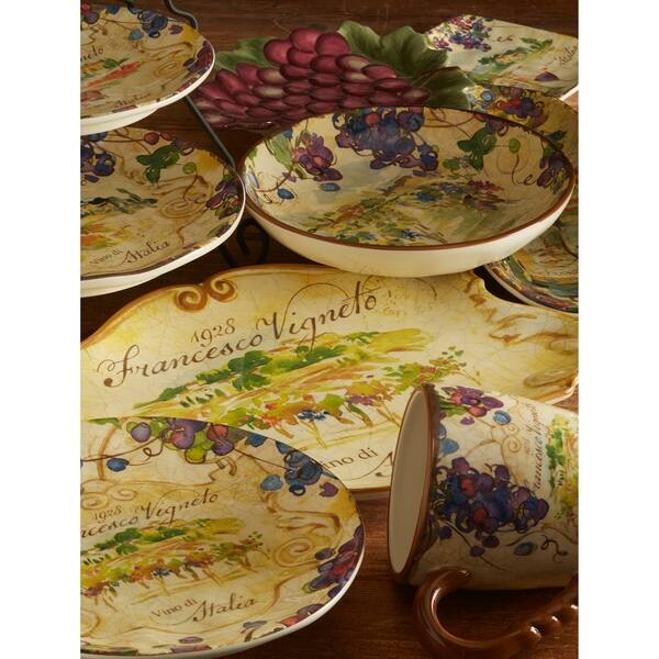 Certified International Vino Canape Plates Set of 4 Assorted Designs ...