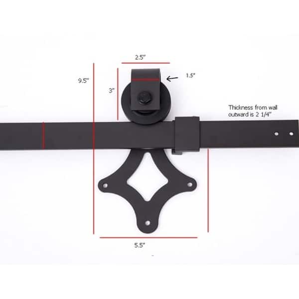 HomCom Rustic 6' Interior Sliding Barn Door Kit Hardware Set - Black ...