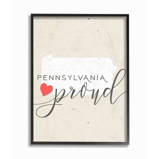 Stupell Pennsylvania Proud with Heart Framed Giclee Texture Art - Bed ...