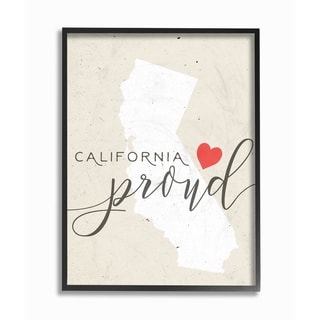 Stupell California Proud with Heart Framed Giclee Texture Art - Bed ...