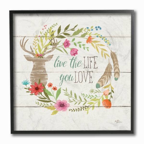Stupell Rustic Blooms Live the Life You Love Framed Giclee Texture Art ...