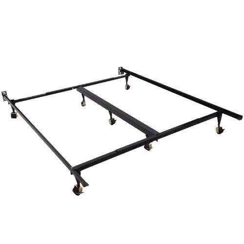 HomCom Classic Adjustable Steel Bed Frame With Rollers Fits King ...