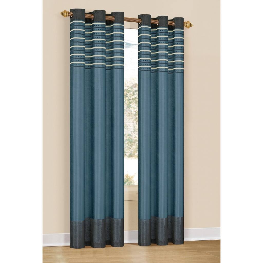 Duck River Cityscape Embroidered Curtain Panel Pair - 38x84 - Overstock ...