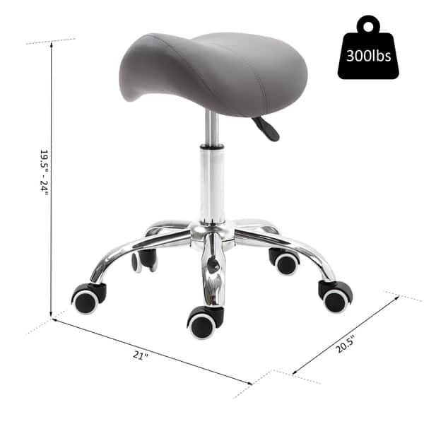 HomCom Height-adjustable Grey Rolling Massage Stool w/ Chrome Base ...