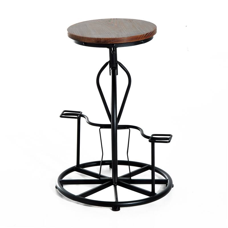 HomCom Rustic Industrial Adjustable Bicycle Wheel Bar Stool With Pedal ...