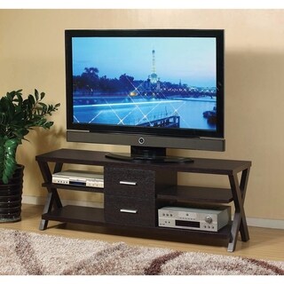 TV Stand With Metal Glide Drawers and Cross Base, Brown - Bed Bath ...