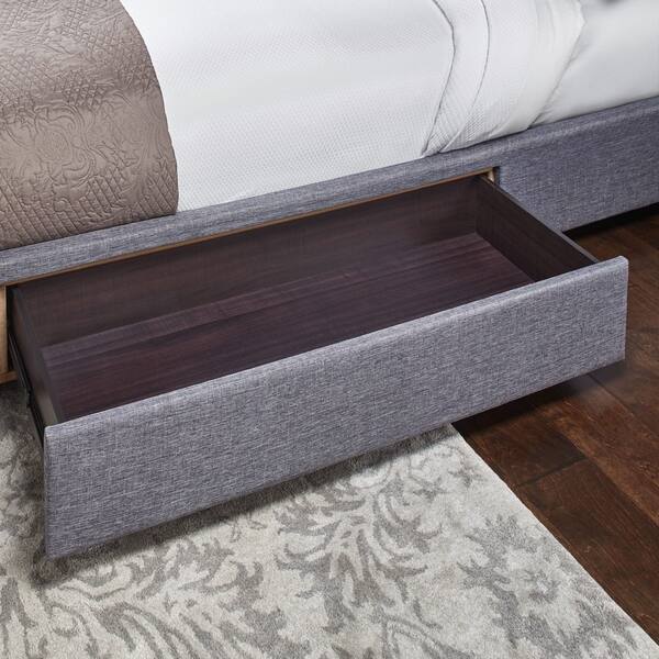 Oliver Storage Bed with Upholstered Frame and Single Side Drawer - Bed ...