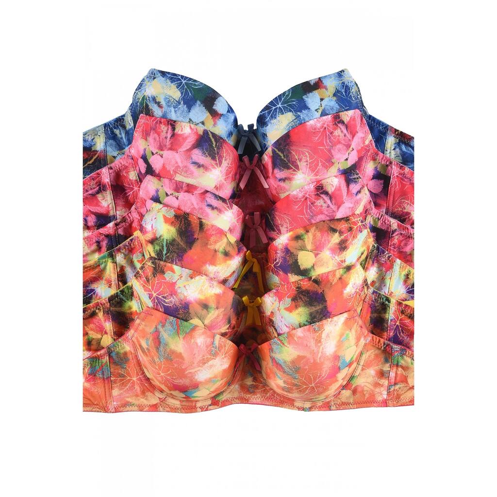 Mamia 6-Pack Full Coverage Floral Print Bras (Assorted Colors ...