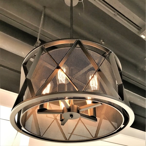 Taiko 5 Light Mesh Drum Shade Pendant Light in Antique Bronze Finish ...