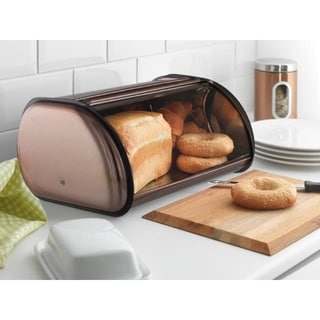 Copper - Stainless Steel Bread Box Roll Top 2 Loaf Capacity Bread Box ...