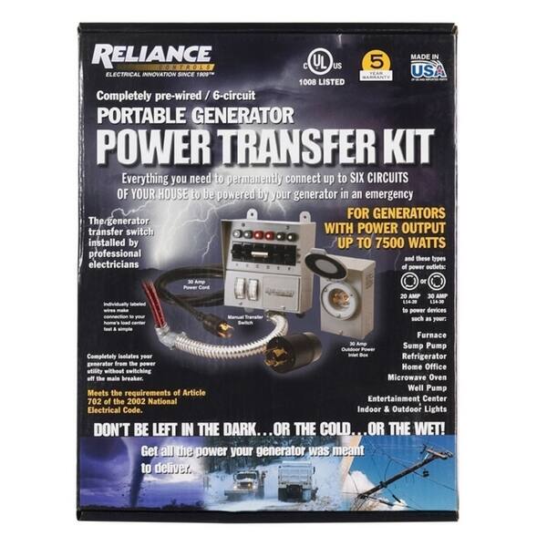 Reliance Controls 30 amps 2 space 6 circuits 240 volts Wall Double Pole ...