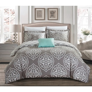 Chic Home Froilan 4-Piece Reversible Duvet Cover Set, Grey - Bed Bath ...