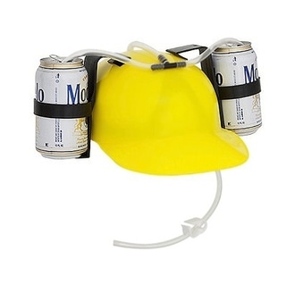 Beer & Soda Guzzler Helmet - Drinking Hat By EZ Drinker (Yellow) - Bed ...