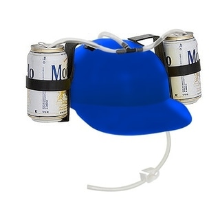 Beer & Soda Guzzler Helmet - Drinking Hat By EZ Drinker (Blue) - Bed ...