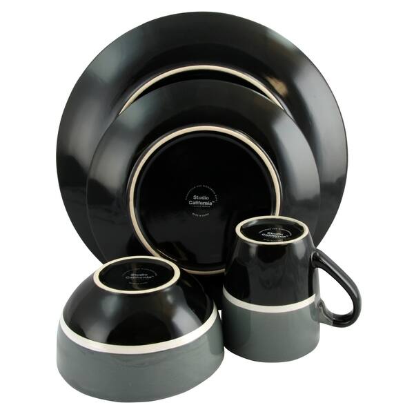 GIbson Color Eclipse 16 Piece Dinnerware Set in Grey - Bed Bath & Beyond - 18107562