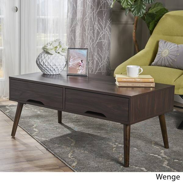 Noemi Mid Century Modern Rectangular Wood Coffee Table with Drawers by ...