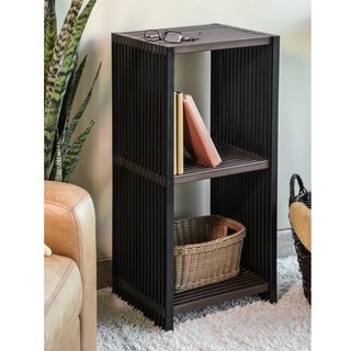 Seville Classics 3-Tier Two-Tone Folding Cube Bookcase Shelf, Ebony ...