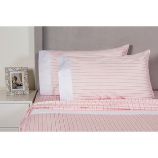 Printed Design Cotton Collection 400 Thread Count Pink Stripe Sheet Set ...