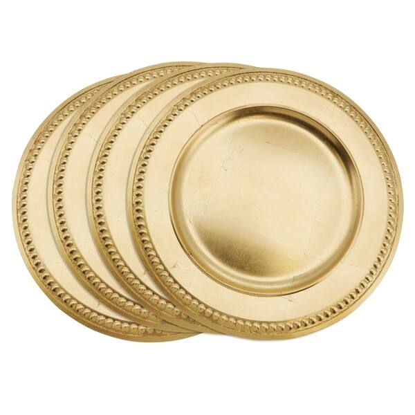 Embossed Bead Border Design Charger Plate - set of 4 pcs - On Sale - Bed Bath & Beyond - 18113281