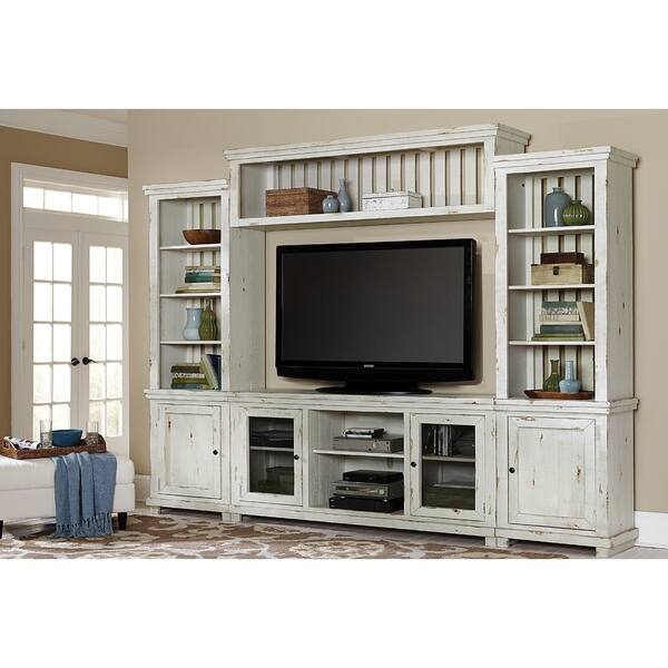 Willow Distressed White Wood Complete Wall Unit - Bed Bath & Beyond ...