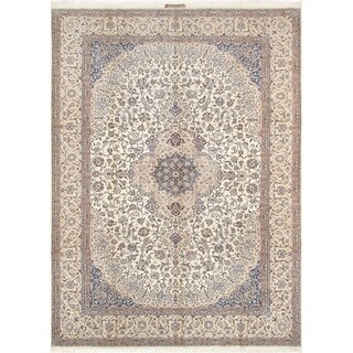 Persian Nain Collection Ivory/Peach Silk & Wool Rug (8' 6" X 12' 0 ...