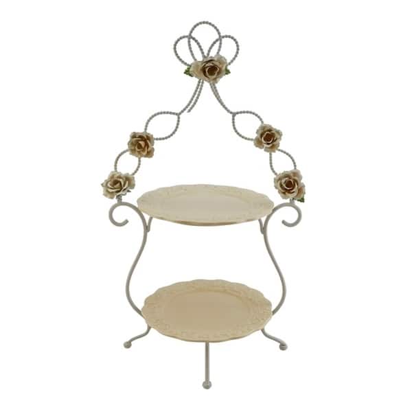 Metal and ceramic two tier serving platters - Bed Bath & Beyond - 18128108