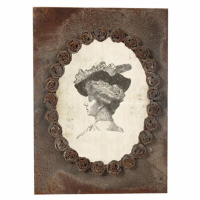 Vintage photo frame with engraved rustic Roses with aged look ...