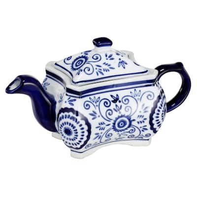 Attractive Designer Teapot, Blue & White - blue & white - Overstock ...