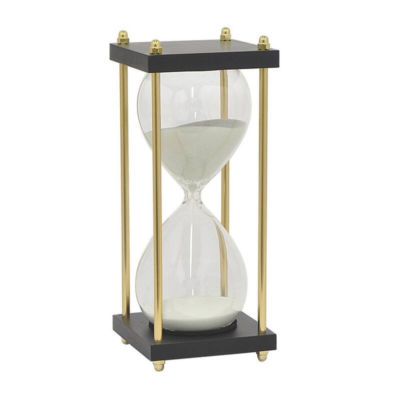 Three Hands Glass Sand Timer W/Wood Base And With Gold Pipe - Overstock ...