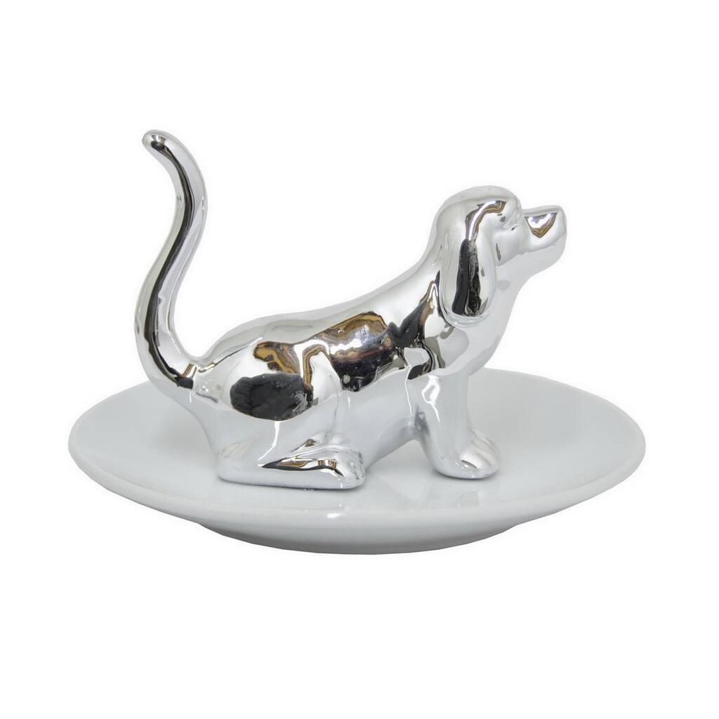 Three Hands Dog Plate - Silver - Overstock - 18147489