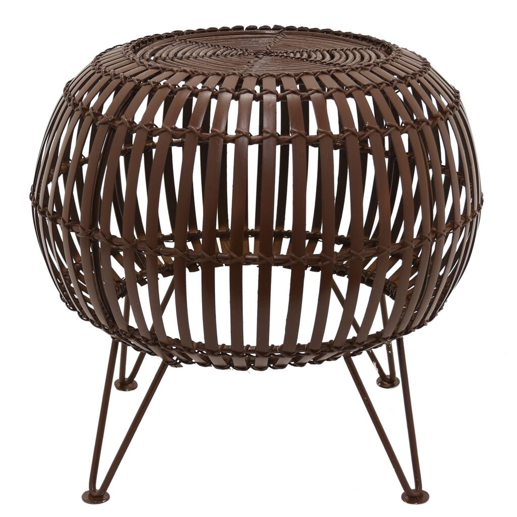 Three Hands Natural Fiber Stool - Brown - Overstock - 18148082