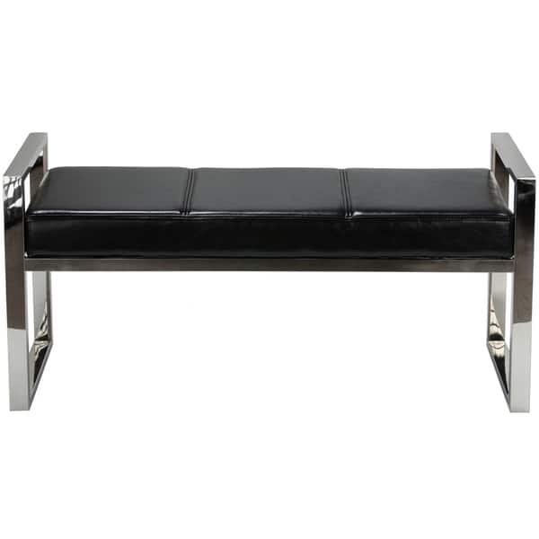 Cortesi Home Holden Contemporary Metal Entryway Bench, Black faux ...