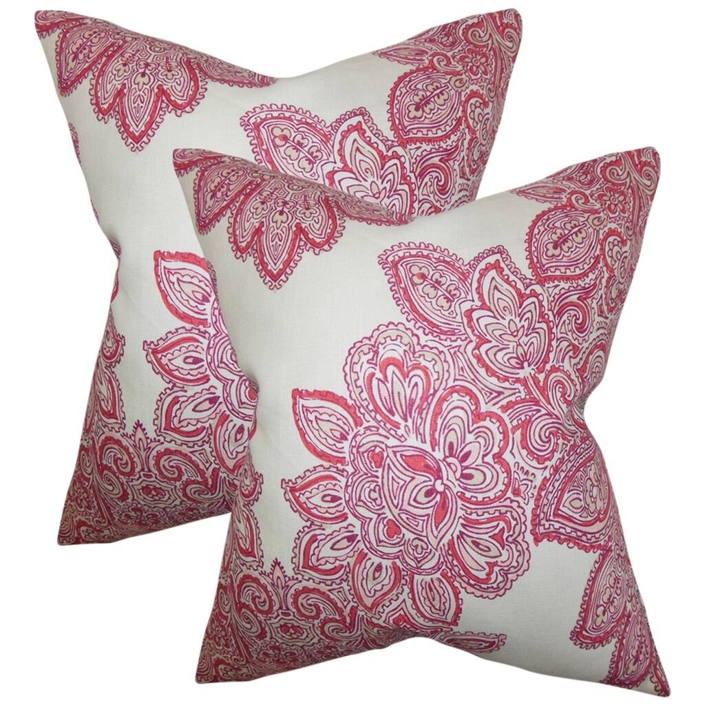 Set of 2 Haldis Floral Throw Pillows in Rose - Overstock - 18153706