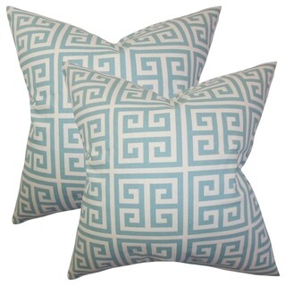 Set of 2 Paros Greek Key Throw Pillows in Blue - Bed Bath & Beyond ...