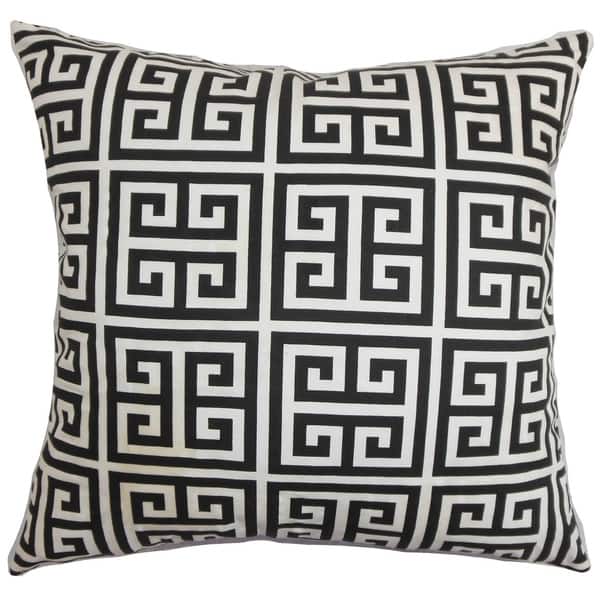 Set of 2 Paros Greek Key Throw Pillows in Black White - Bed Bath ...