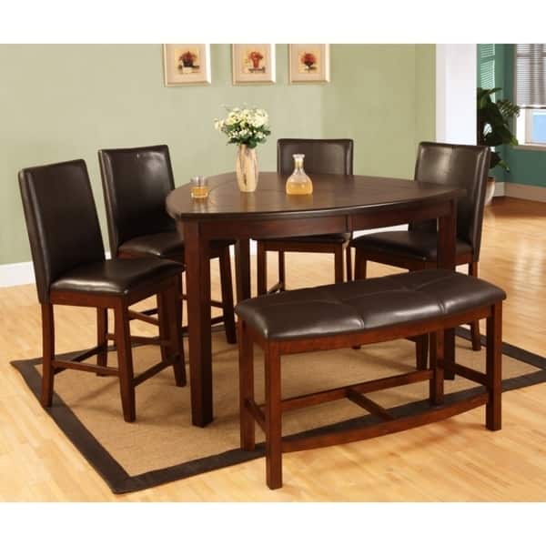 Best Quality Furniture 6-piece Dark Cherry Counter Height Dining Table ...